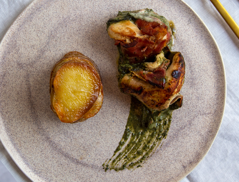 Rollitos de pollo con espinaca & papas chips – Clementina